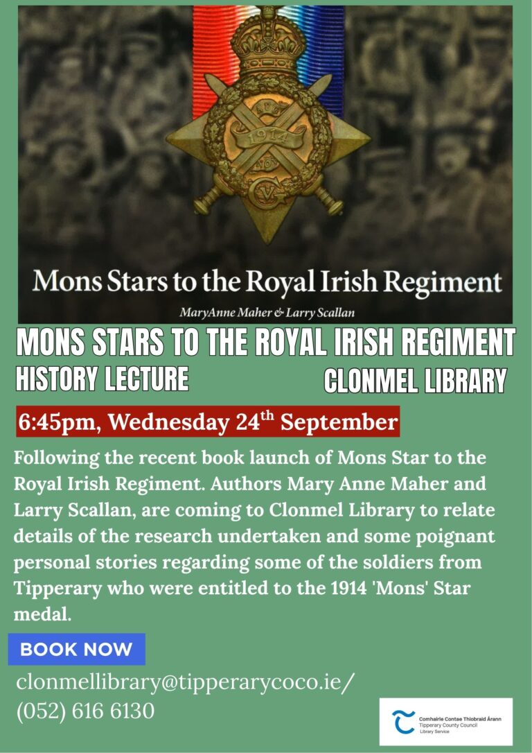 History Lecture at Clonmel Library – Mons Stars to the Royal Irish ...